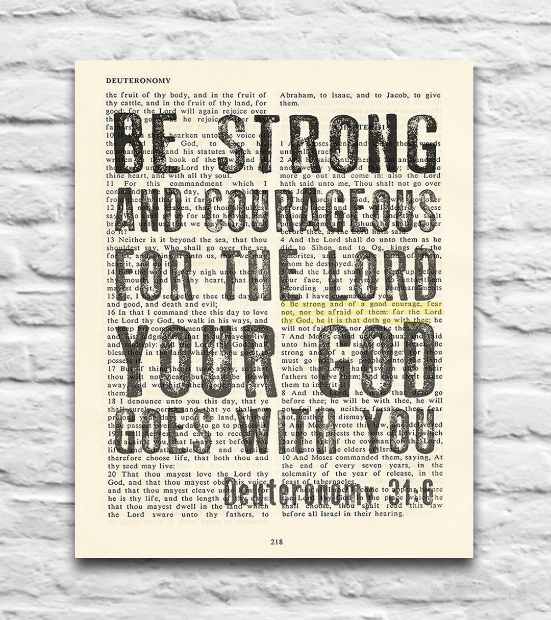 Deuteronomy 31:6 - Be Strong and Courageous - Vintage Bible Page ...