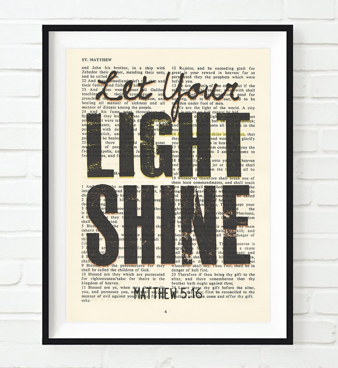 Vintage Bible Page Verse Scripture - Let Your Light Shine -matthew 5:16 ...