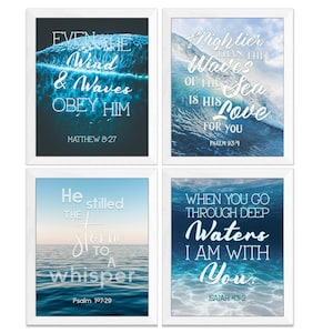 Ocean Bible Verse Christian Themed Photography Prints, Set of 4 ...