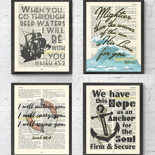 Nautical Bible Verse Favorite Art Prints Set of 4 UNFRAMED - Etsy