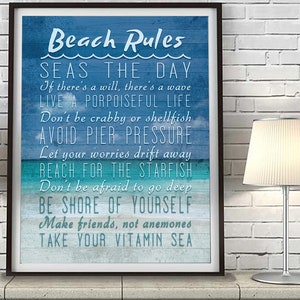Beach Rules - Instant DIGITAL DOWNLOAD, Nautical Sea Ocean Wall Art ...