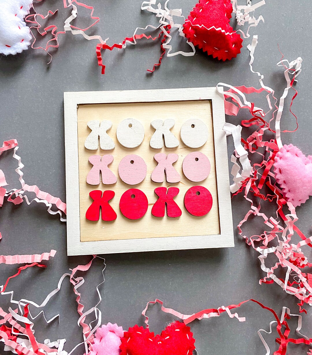 Retro XOXO Valentines Day Decor | Stand Alone Sign | Shelf Sitting Sign ...