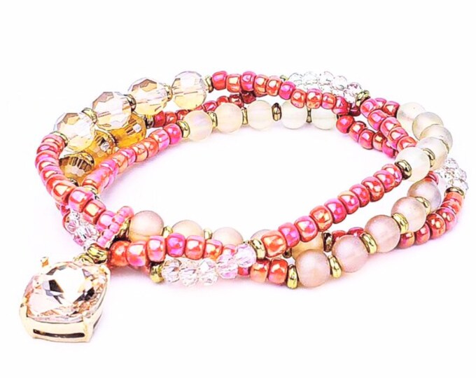 MULTI-STRAND GEMSTONE Bracelet| 3 Strand Beaded Bracelet| Seed Bead 3 ...
