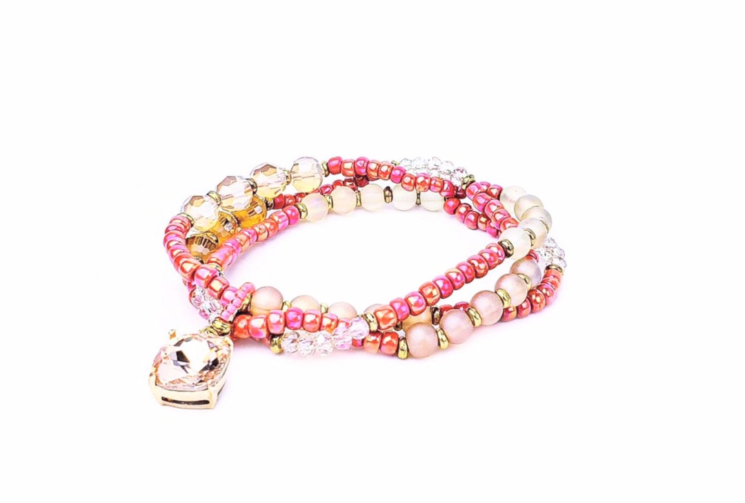 MULTI-STRAND GEMSTONE Bracelet| 3 Strand Beaded Bracelet| Seed Bead 3 ...