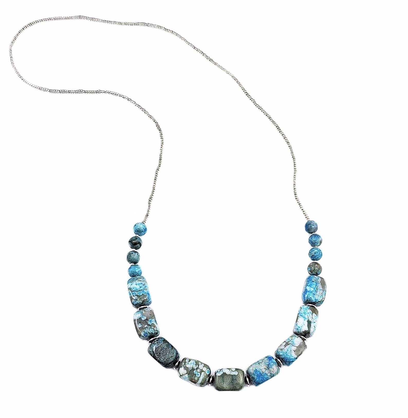 Turquoise Imperial Jasper Nugget Gemstone Necklace Turquoise | Etsy