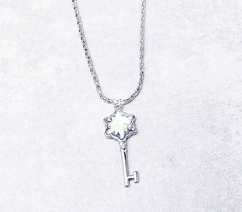 Silver Swarovski Skeleton Key Crystal Pendant Necklace Long Silver ...