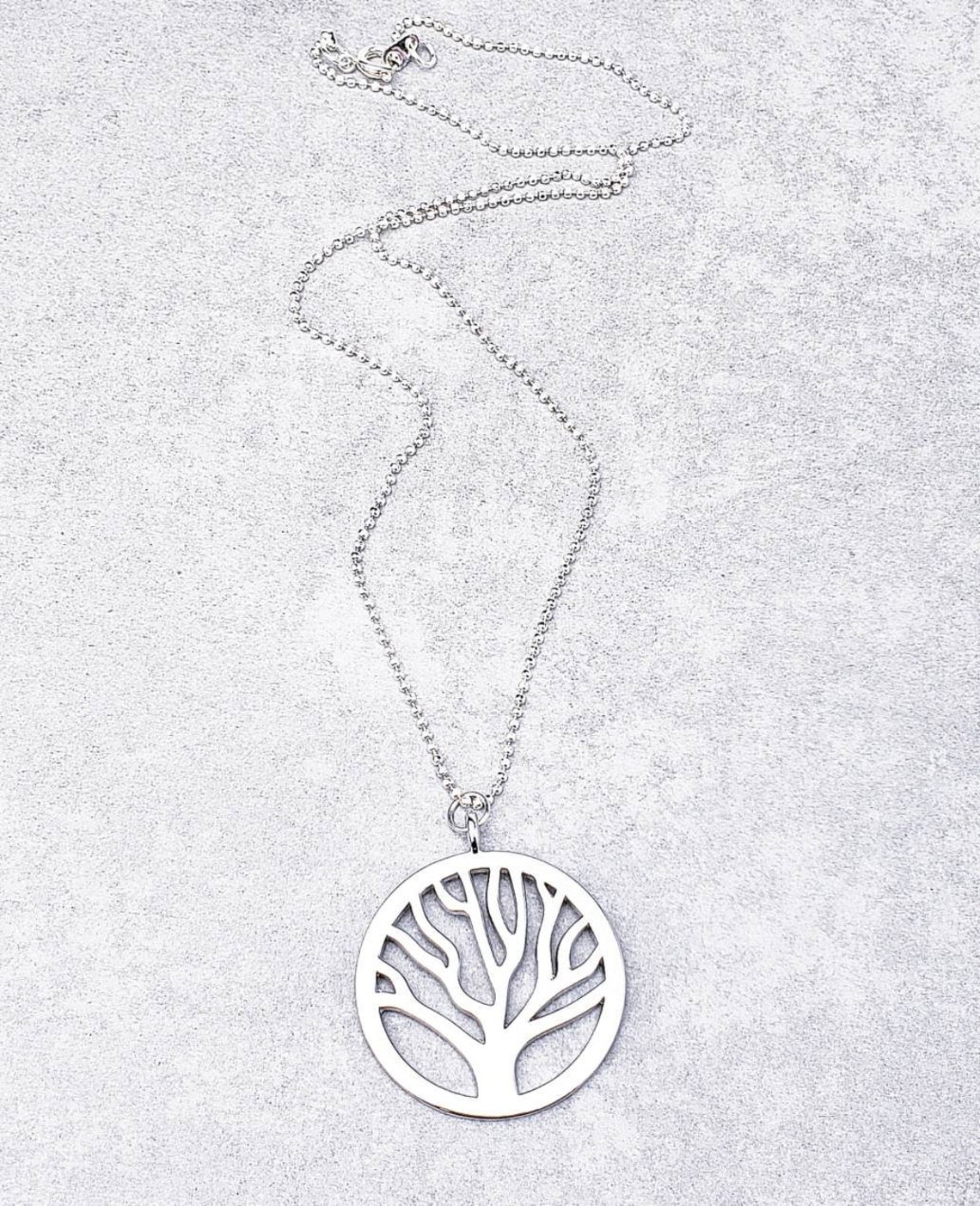 Silver Hematite Tree of Life Pendant Necklace Long Silver | Etsy