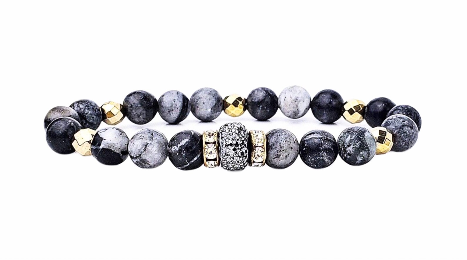 Gray Jasper Gemstone Bracelet Gold Hematite Gemstone - Etsy