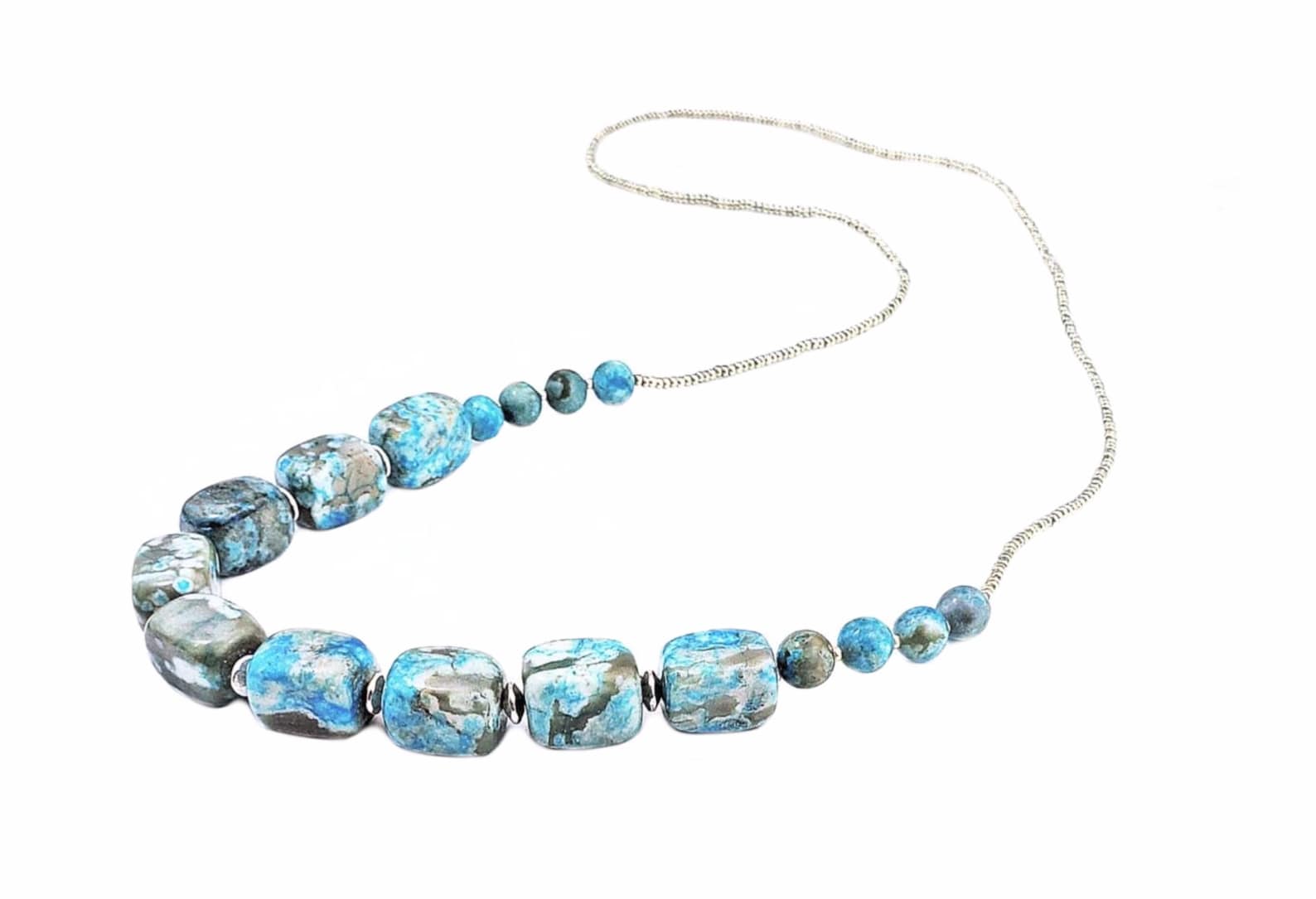 Turquoise Imperial Jasper Nugget Gemstone Necklace Turquoise | Etsy