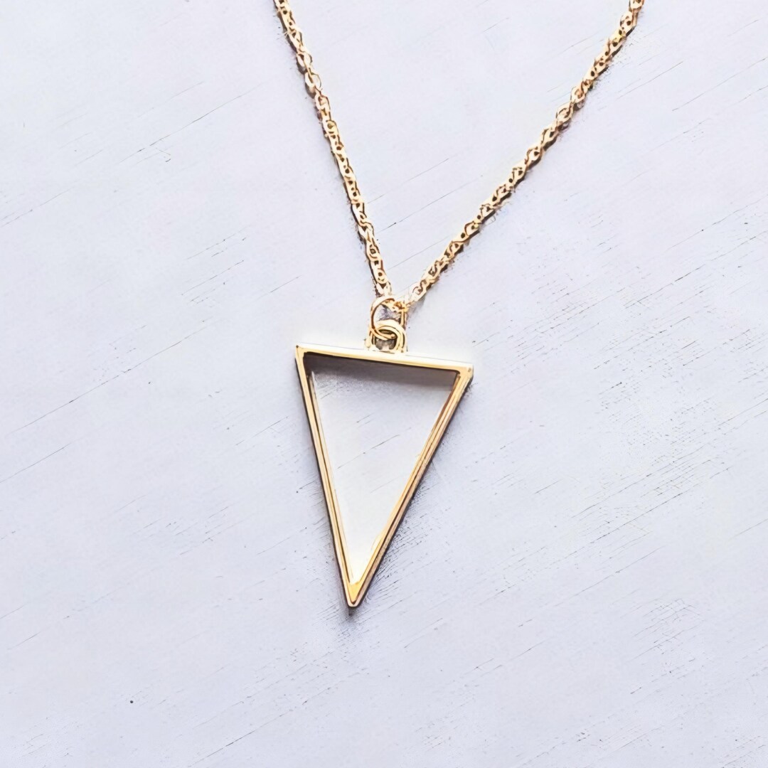 Gold Stainless Steel Triangle Pendant Necklace | Minimalist Geometric ...