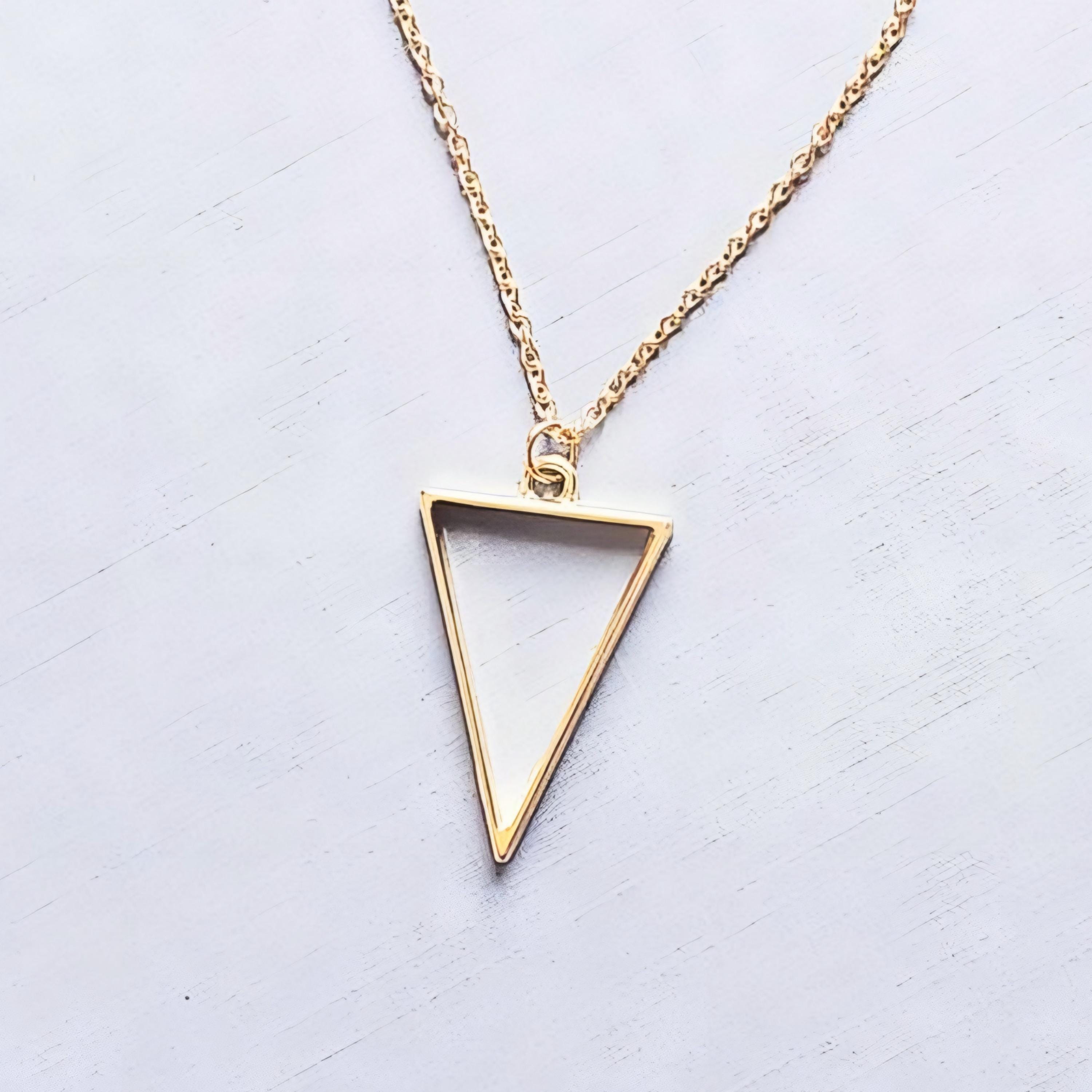 Gold Stainless Steel Triangle Pendant Necklace | Minimalist Geometric ...