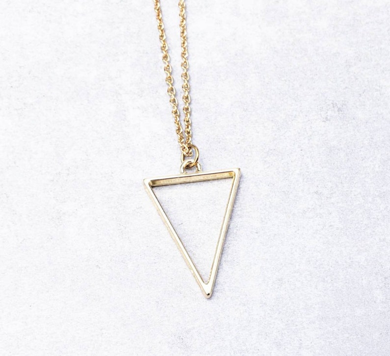 Gold Triangle Pendant Necklace Gold Minimalist Necklace Long - Etsy