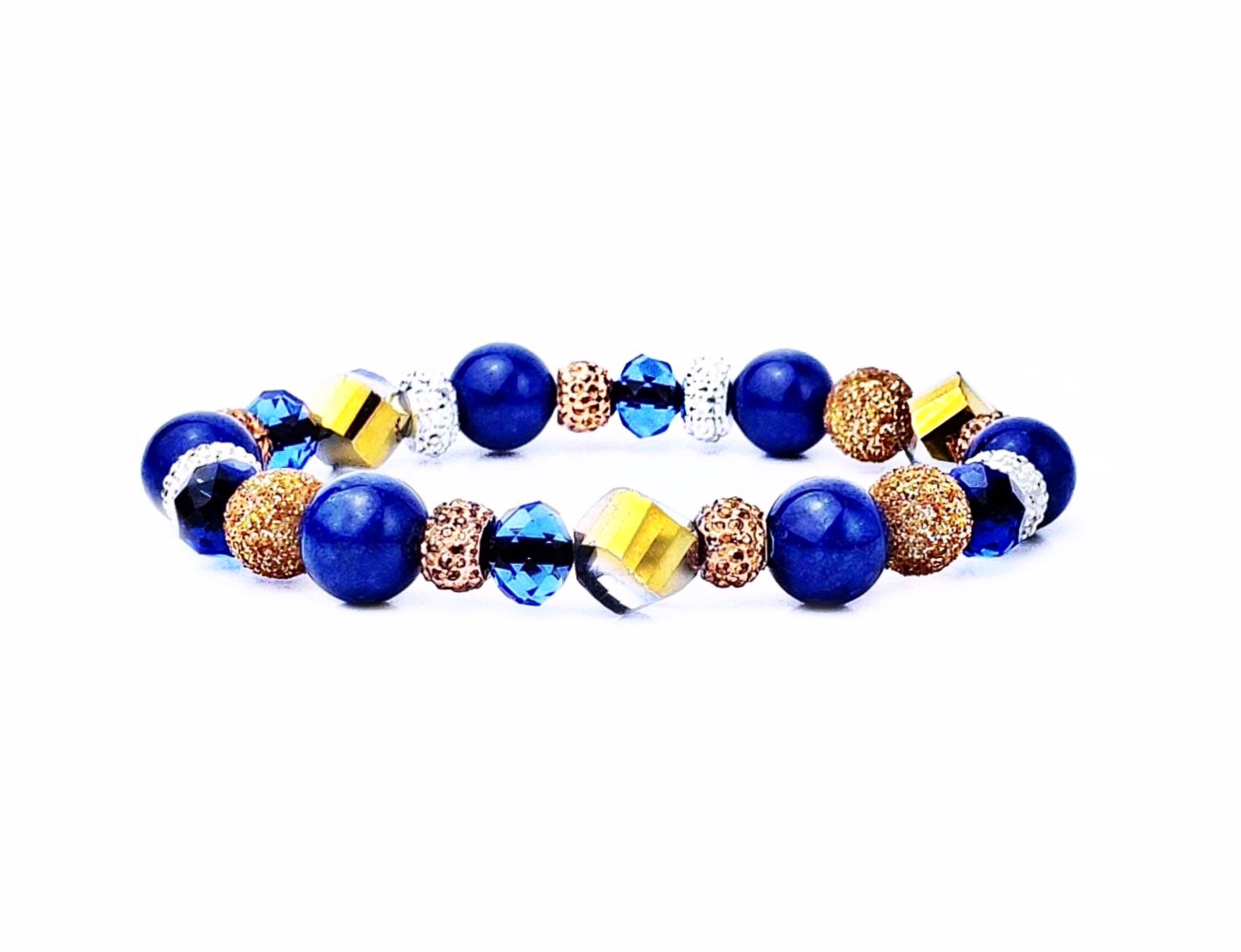 Gemstone Bracelet Stretch Bracelet Cobalt Blue Bracelet - Etsy