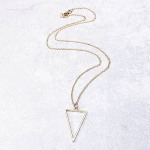 Gold Triangle Pendant Necklace| Gold Minimalist Necklace| Long Gold ...