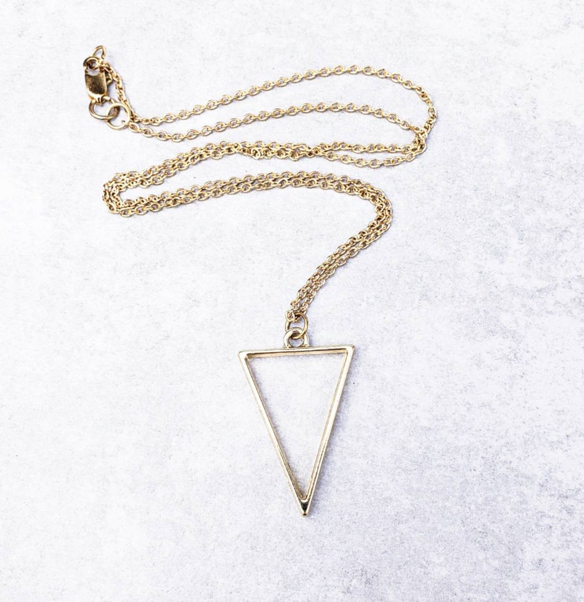 Gold Triangle Pendant Necklace Gold Minimalist Necklace Long | Etsy