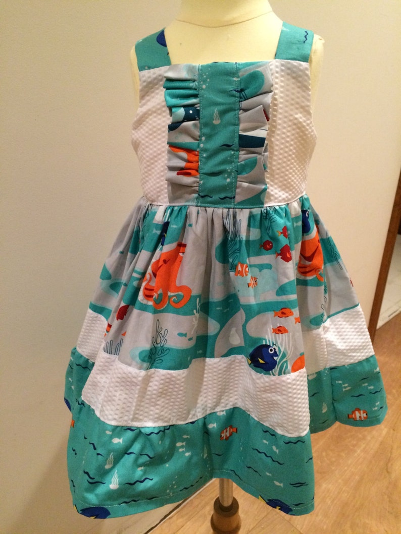 Finding Dory, Ruffle Dress With Ruffle Front and Buttons in Back - Etsy