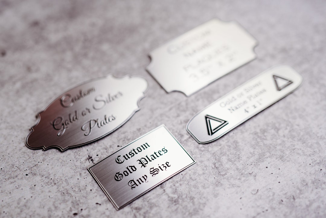 Engraved Silver Name Plate: Custom Trophy Plaque, Adhesive Flexibrass ...
