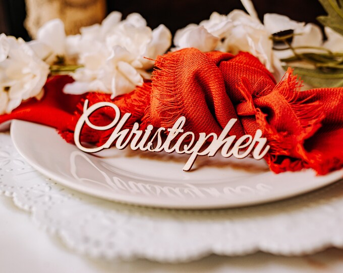 Birthday Place Cards, Wood Table Setting Names, Personalized Laser Cut ...