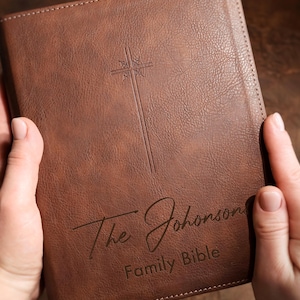 Personalized NIV Wedding Bible Guest Book, Engraved Leather Family ...