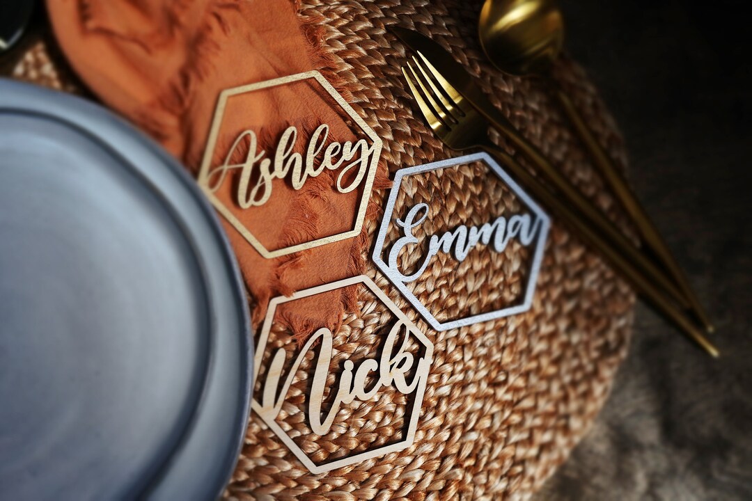 Wedding Place Cards, Wooden Name Tags, Place Setting, Birthday Laser ...