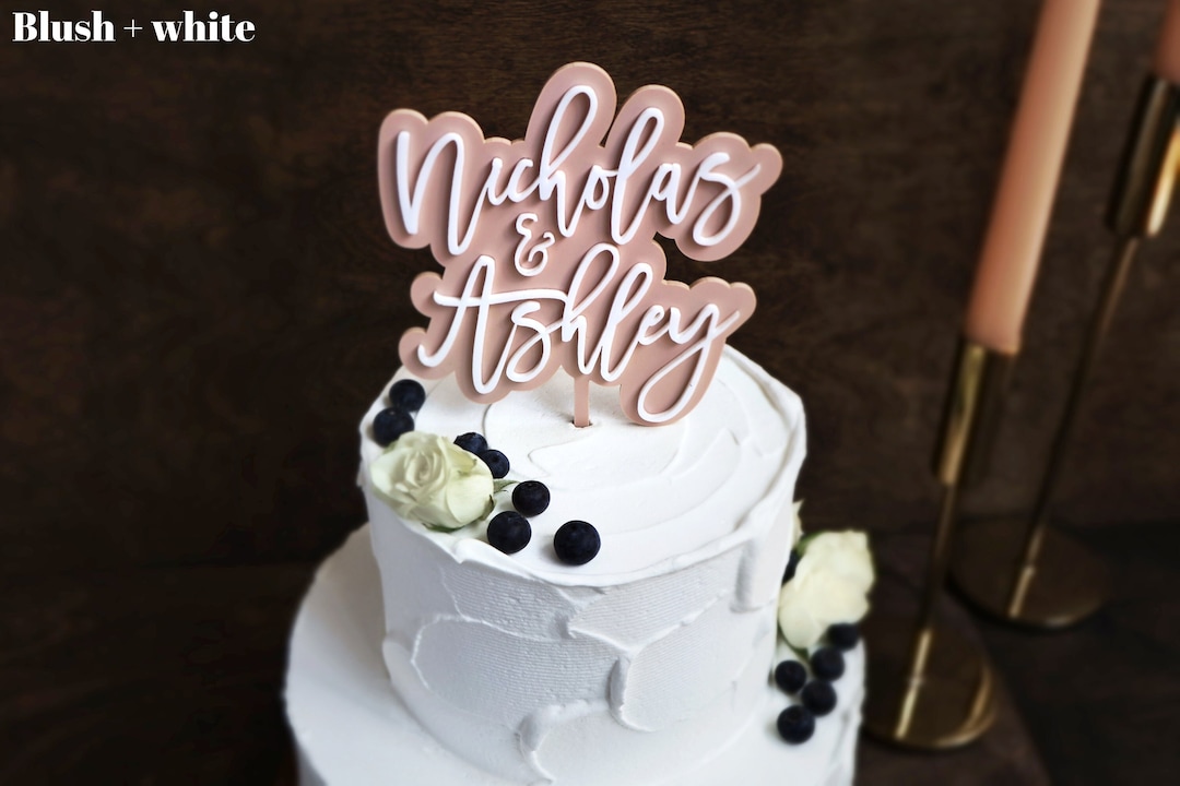 Wedding Cake Topper Double Layer Personalized, Birthday Acrylic Cake ...