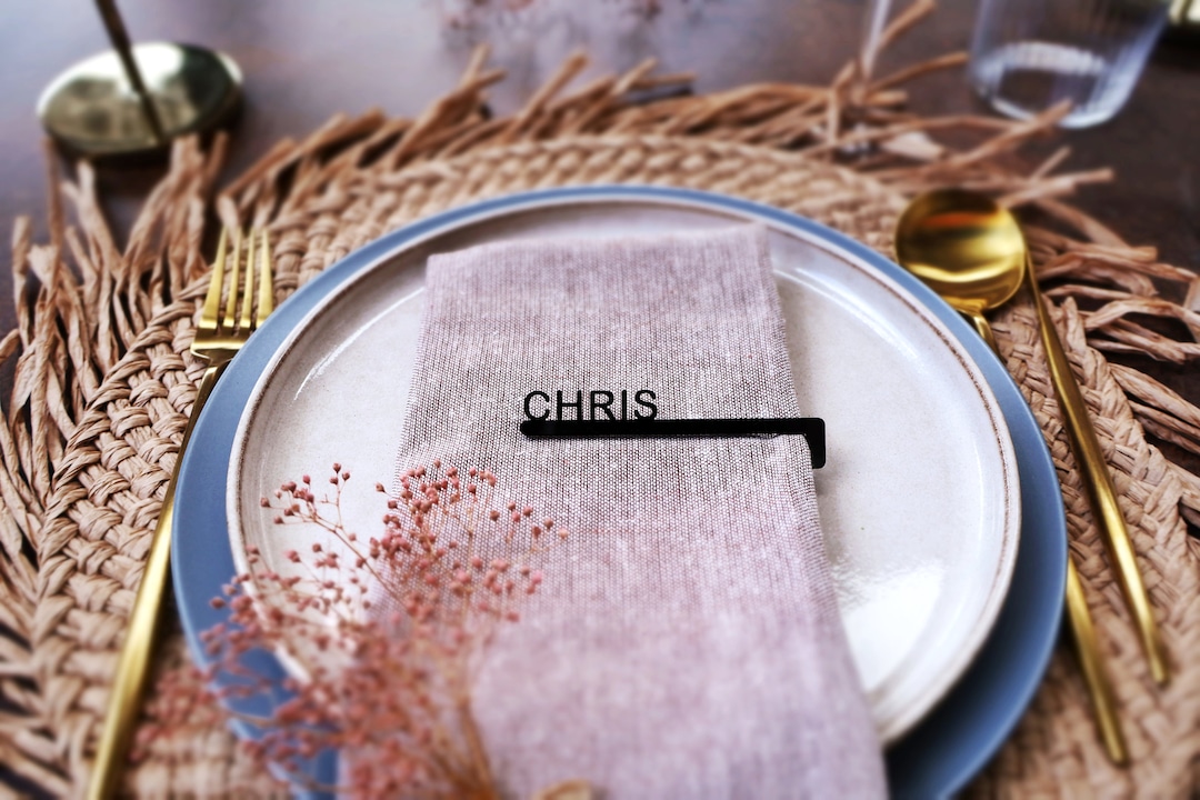 Napkin Name Tags, Personalized Napkin Rings, Wedding Name Cards, Wooden ...