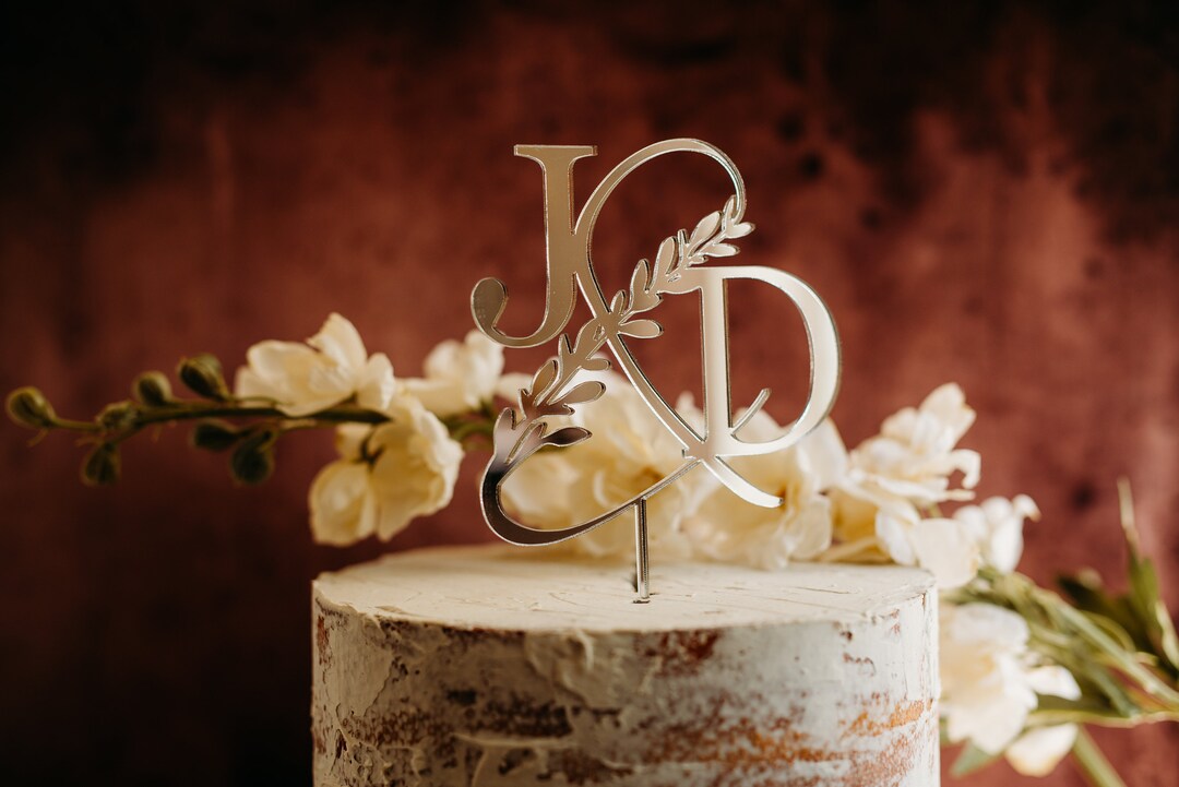 Acrylic Wedding Cake Topper With Initials, Anniversary Acrylic Cake ...