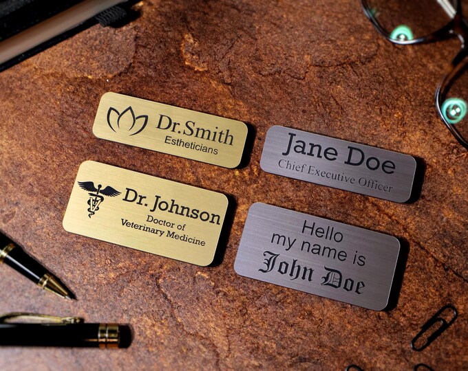 Custom Engraved Name Tag Badge for Business With Pin or Magnet Backing ...