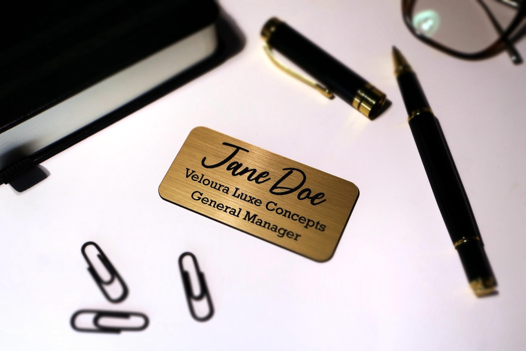 Personalized Engraved Name Tags: Magnetic or Pin, Gold Silver - Etsy