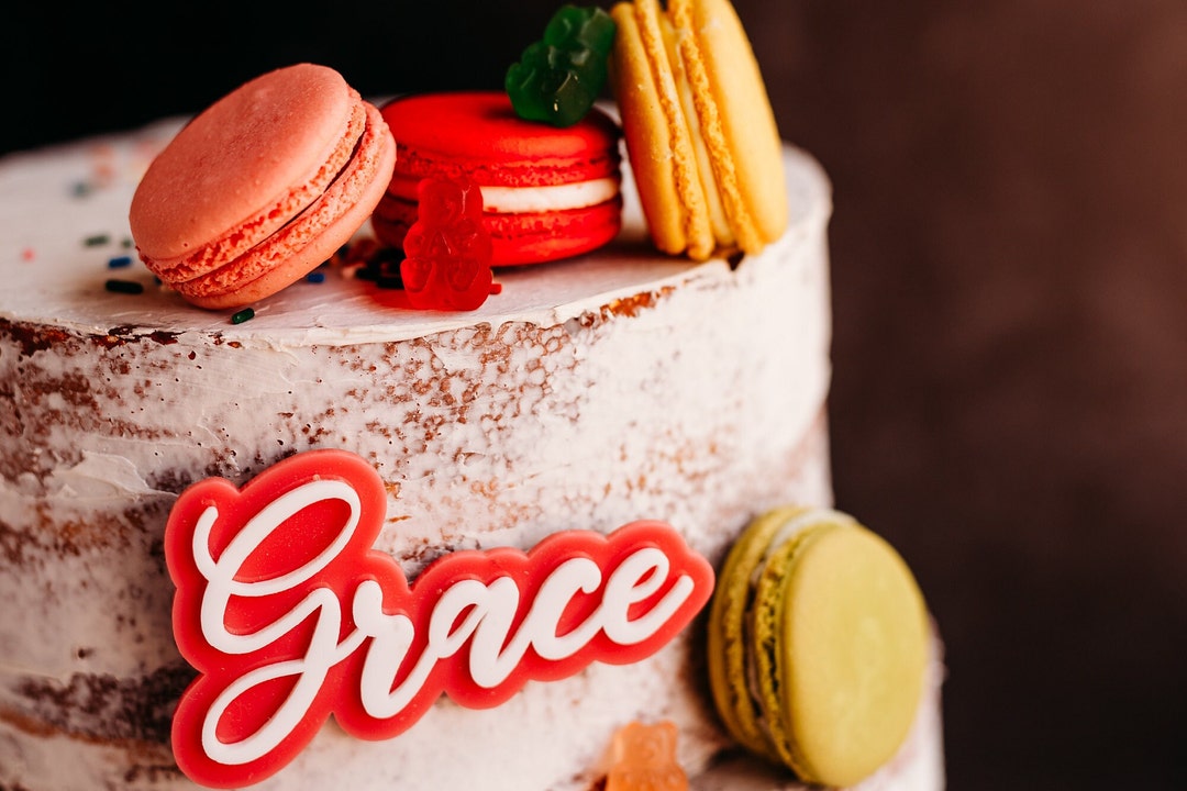 Acrylic Cake Charm, Name for Cake, Cake 3d Tag, Birthday 2 Layer Custom ...