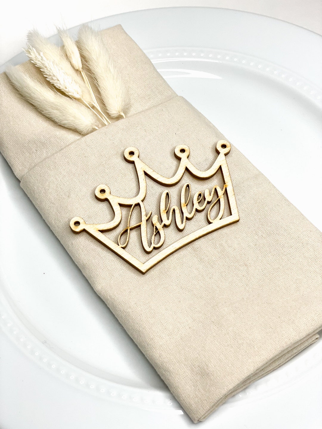 Crown Place Cards, Custom Wood Place Tags Names, Royal Name Tags, Queen ...