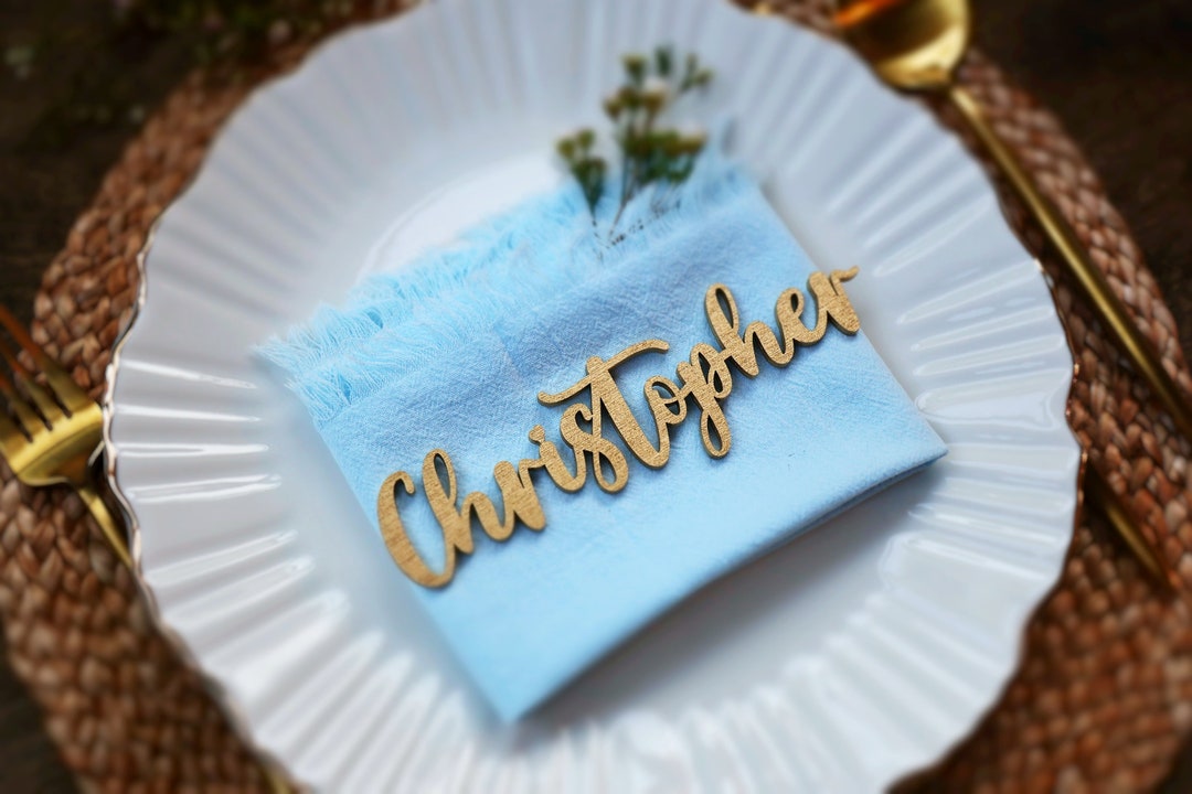 Wedding Place Cards, Birthday Name Tags, Wooden Table Decor, Gold Guest ...