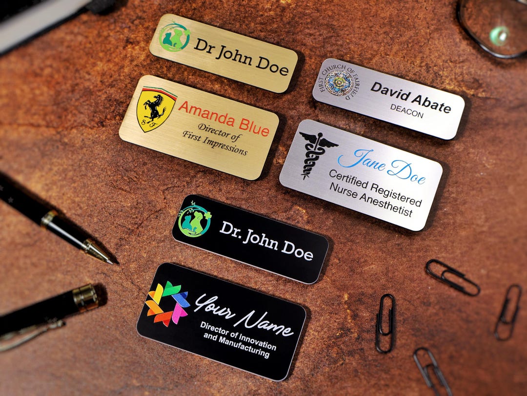Custom Color Printed Name Tag: Magnetic or Pin Backing, Logo Employee ...