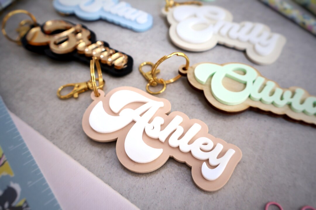 Personalized Acrylic Name Keychain: Custom School Backpack Tag - Etsy