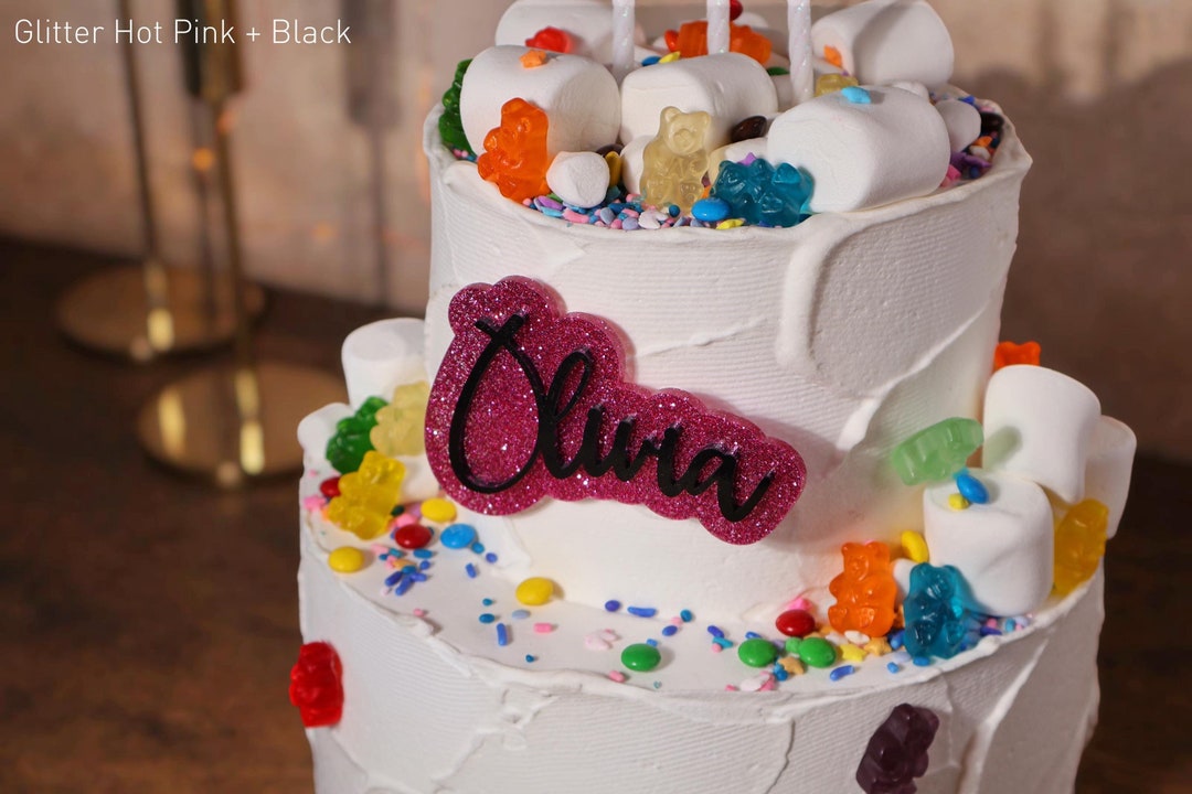 Custom Name Cake Topper – 3D Acrylic Cake Charm, Personalized Cake Name ...