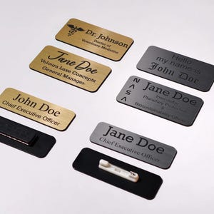 Custom Engraved Name Tag: Magnetic or Pin Backing Logo Employee Badge ...