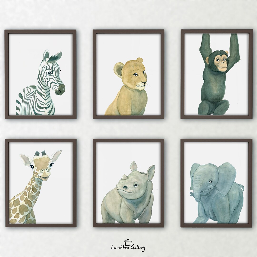 Zoo Animal Safari Nursery Décor Set of 6, Jungle Animal Lion, Tiger ...