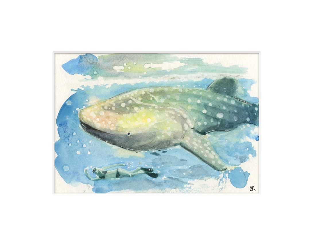Whale Shark Wall Art Ocean Watercolor Painting Print - Etsy