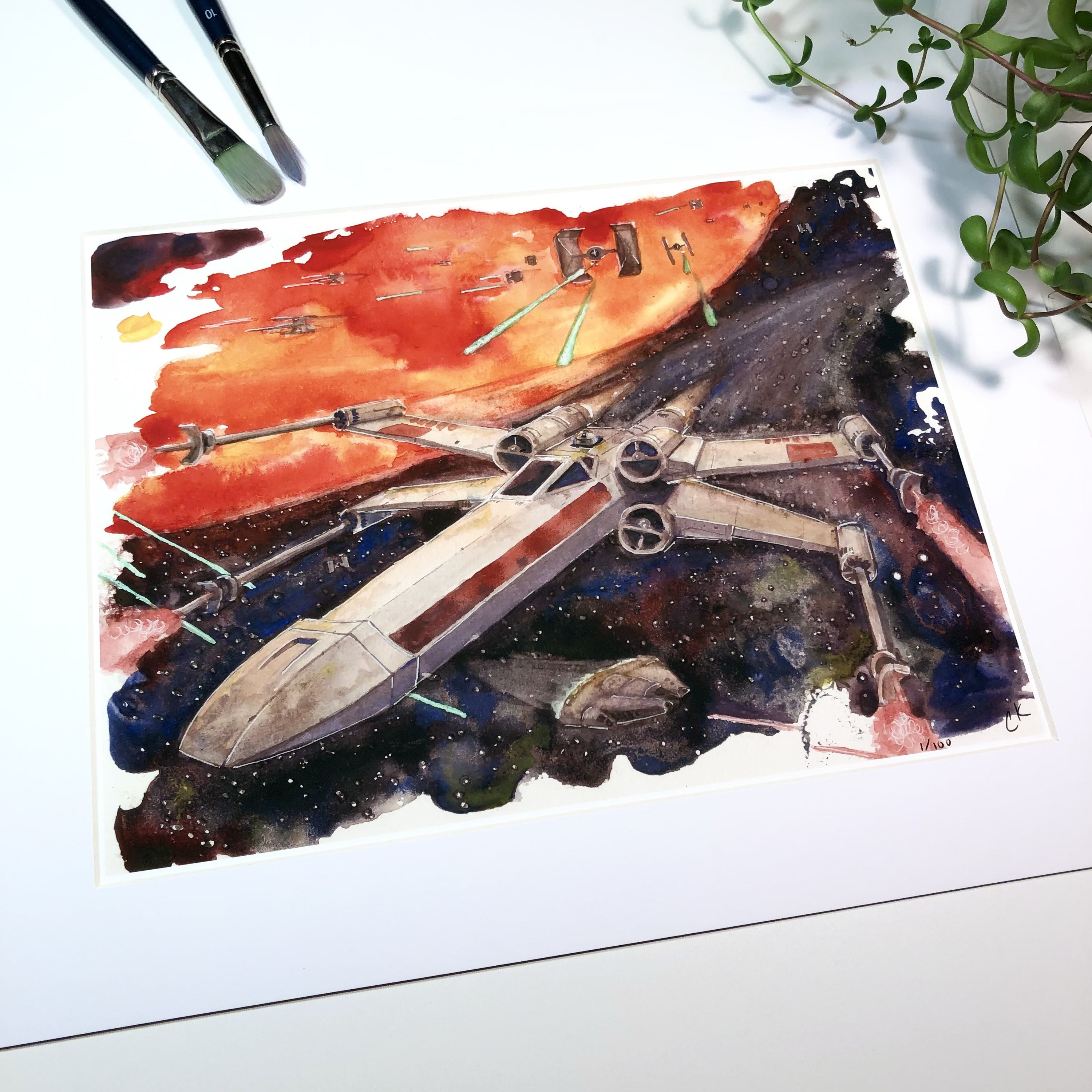 Spaceship Wall Art Watercolor Painting Print - Etsy