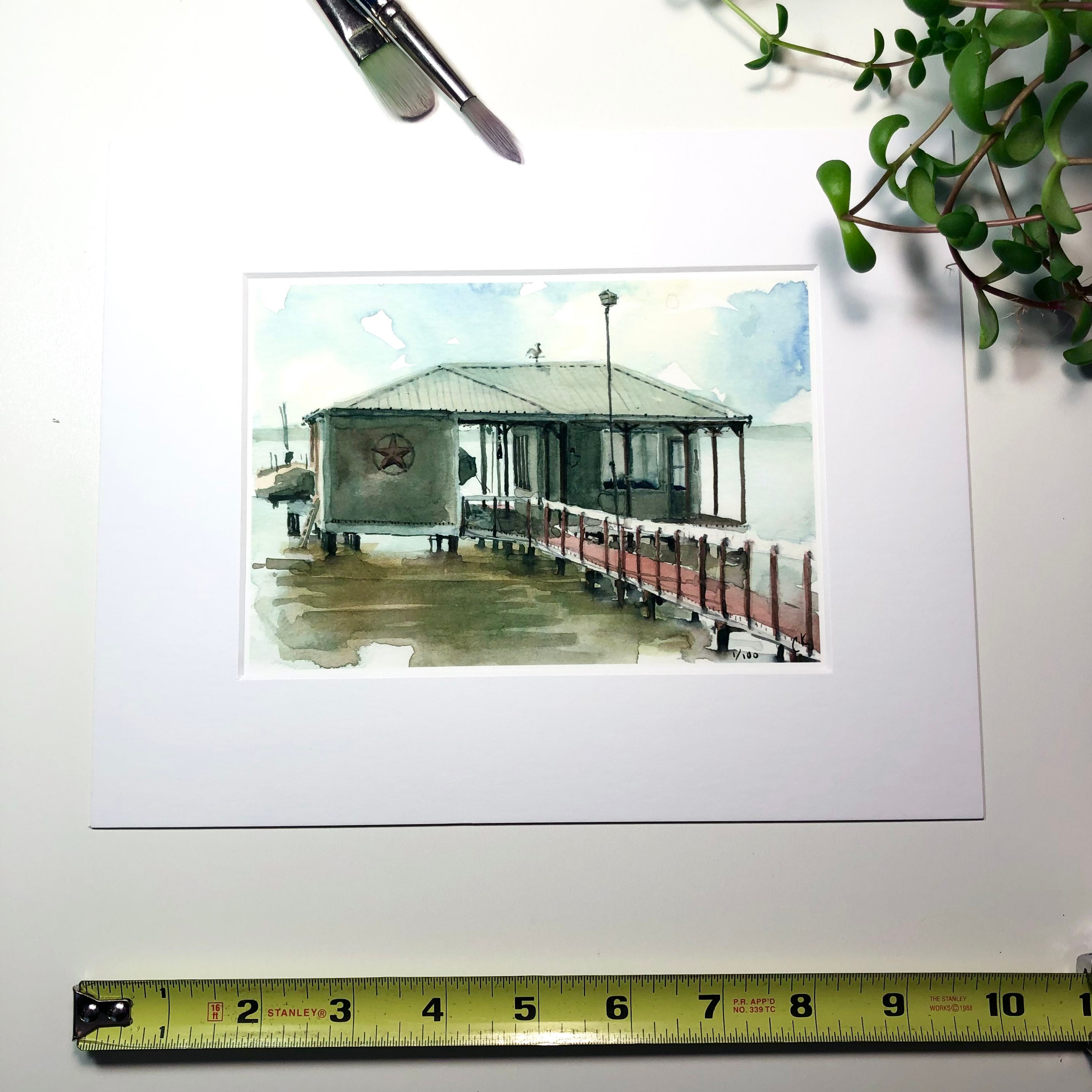 Lake Boat Dock Wall Art Watercolor Painting Print - Etsy