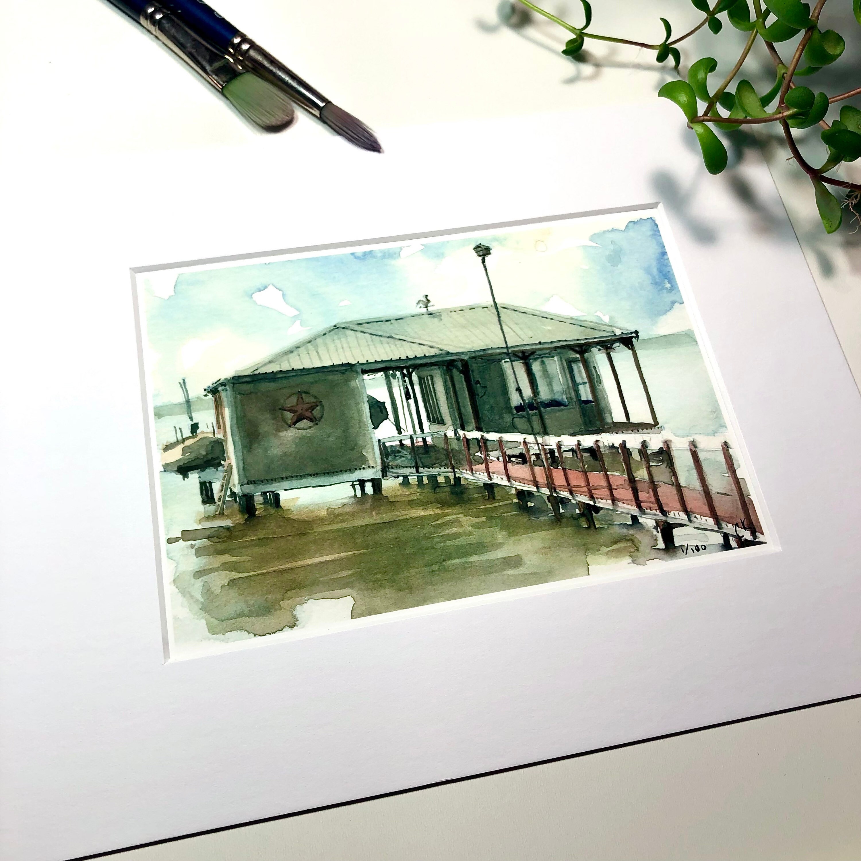 Lake Boat Dock Wall Art Watercolor Painting Print - Etsy