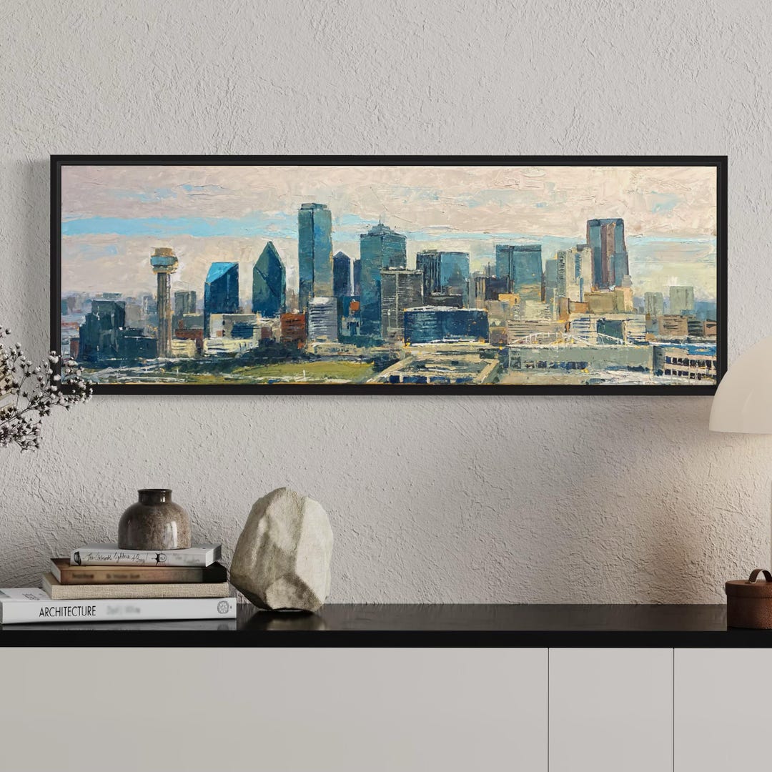 Dallas Texas Skyline Oil Painting Print – Cityscape Home Decor, Dallas ...