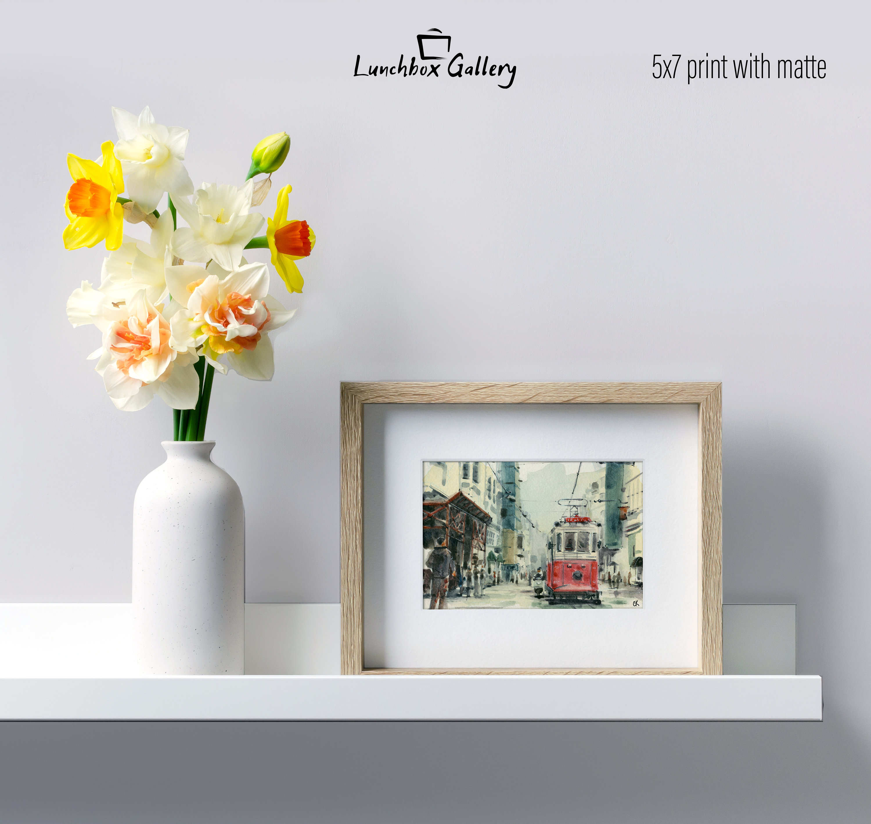 Uptown Dallas Street Trolley Wall Art Watercolor Painting Print - Etsy