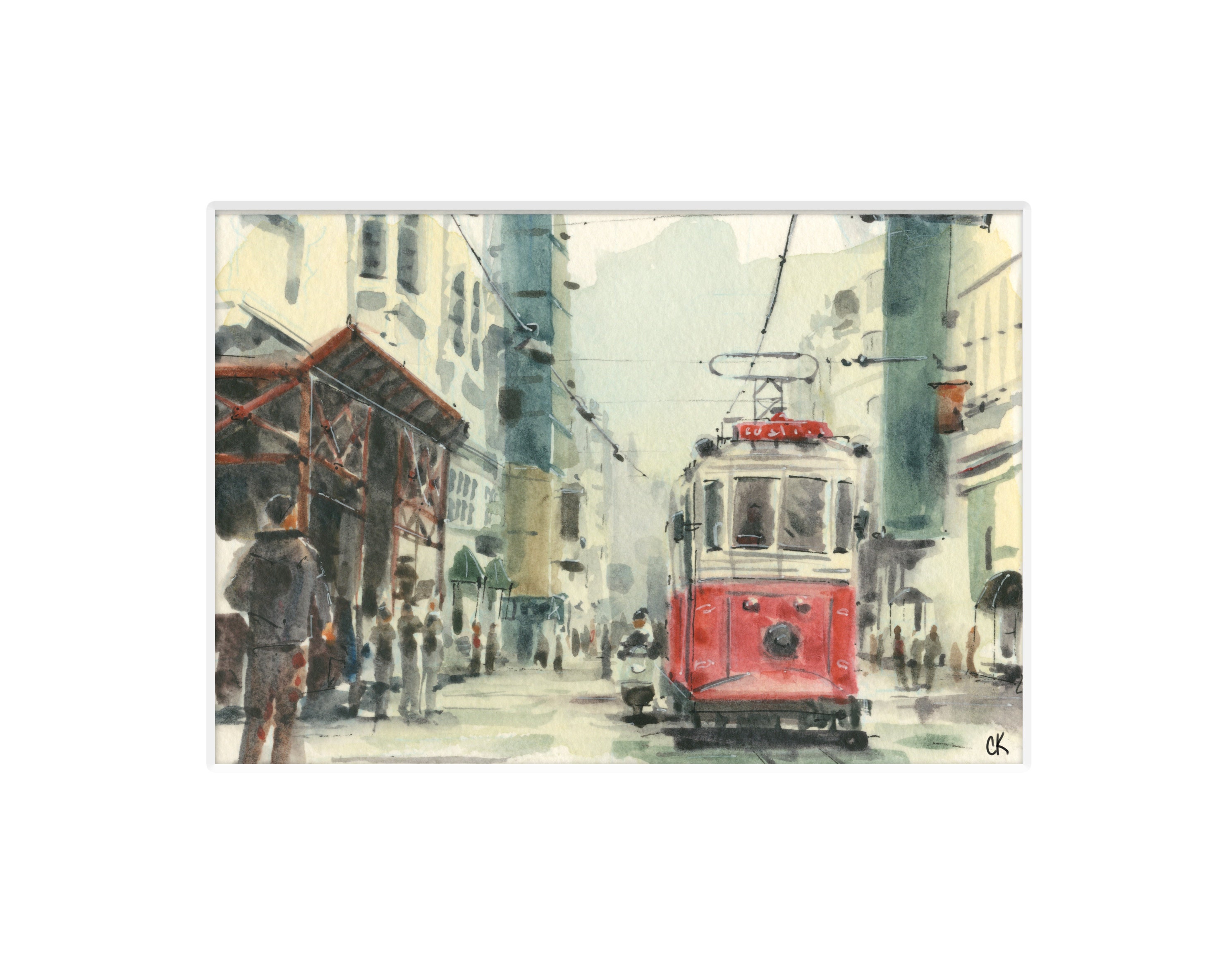 Uptown Dallas Street Trolley Wall Art Watercolor Painting - Etsy