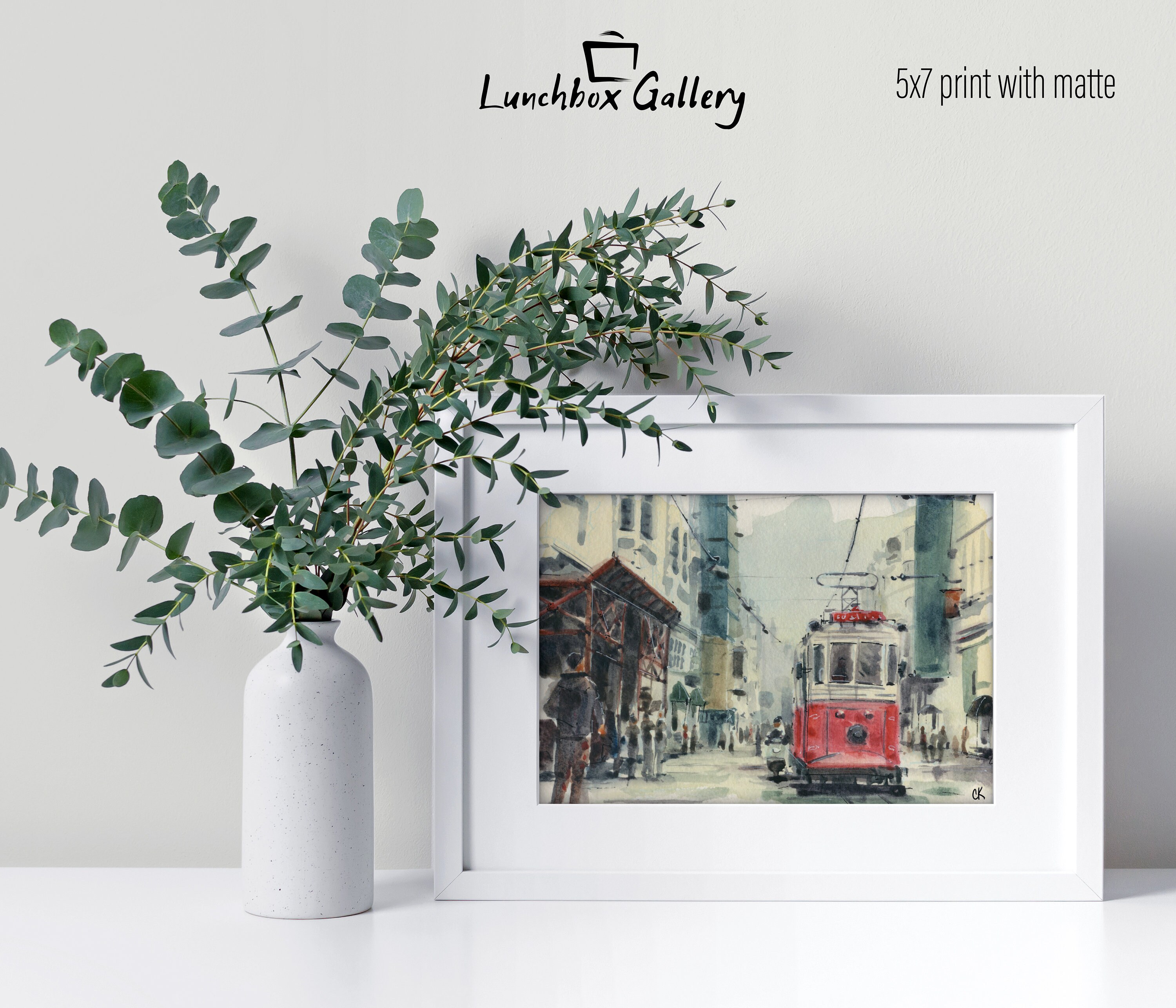 Uptown Dallas Street Trolley Wall Art Watercolor Painting Print - Etsy