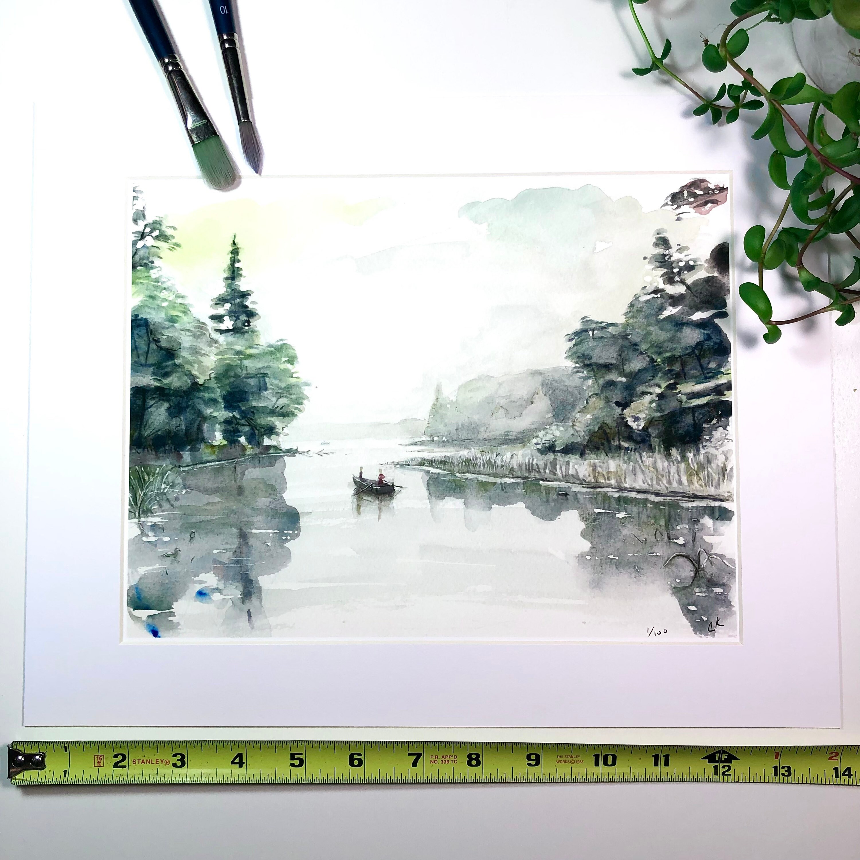 Lake Landscape Watercolor Painting Print - Etsy