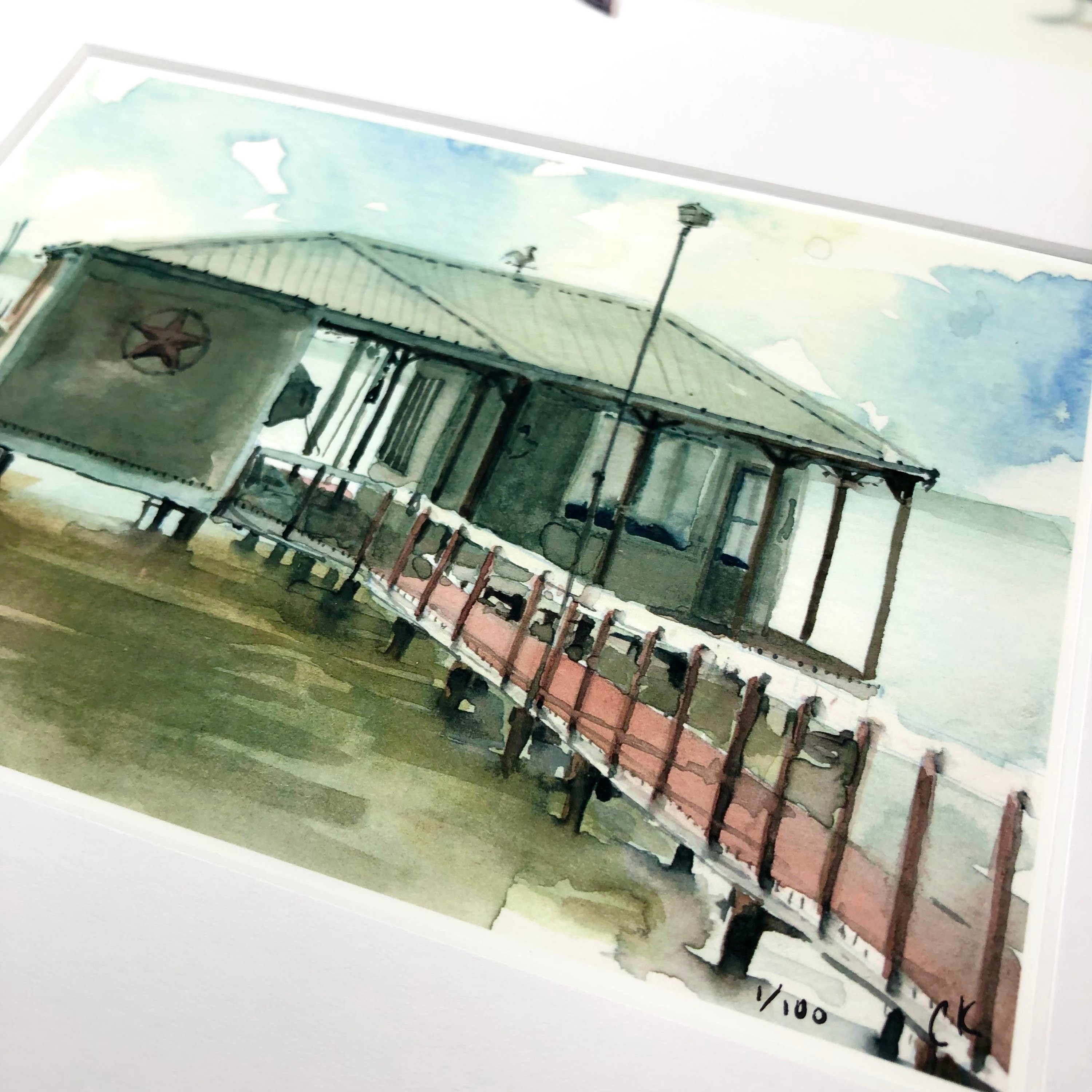 Lake Boat Dock Wall Art Watercolor Painting Print - Etsy