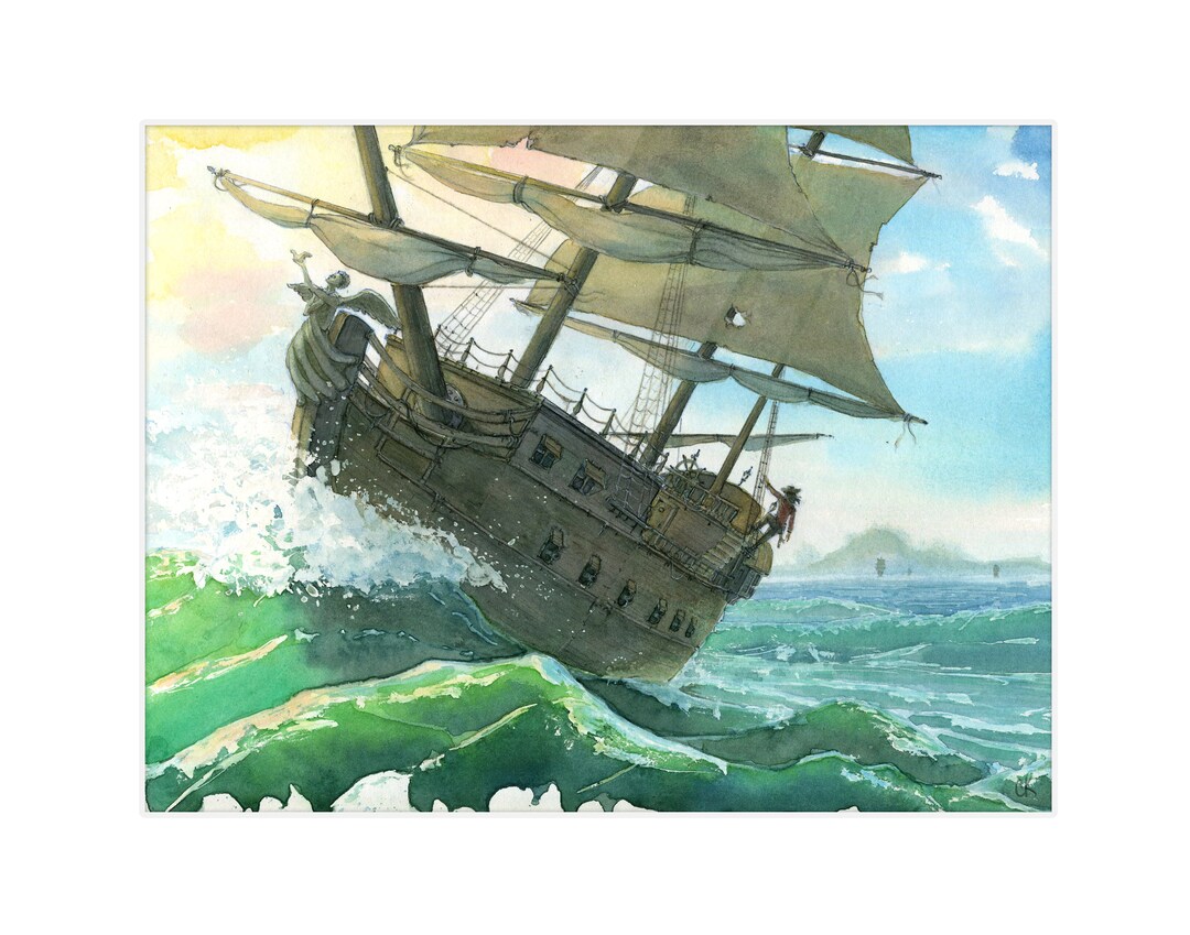 Pirate Ship Wall Art Watercolor Painting Print - Etsy