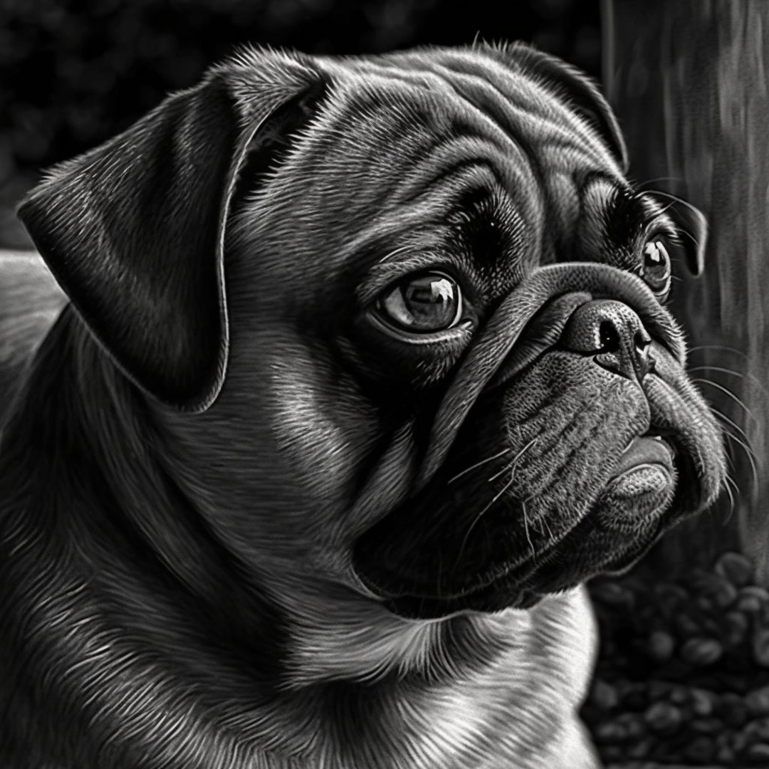 Dark Pug Print | Pug Puppy Wall Art | Puppy Dog Unique Artwork - Etsy
