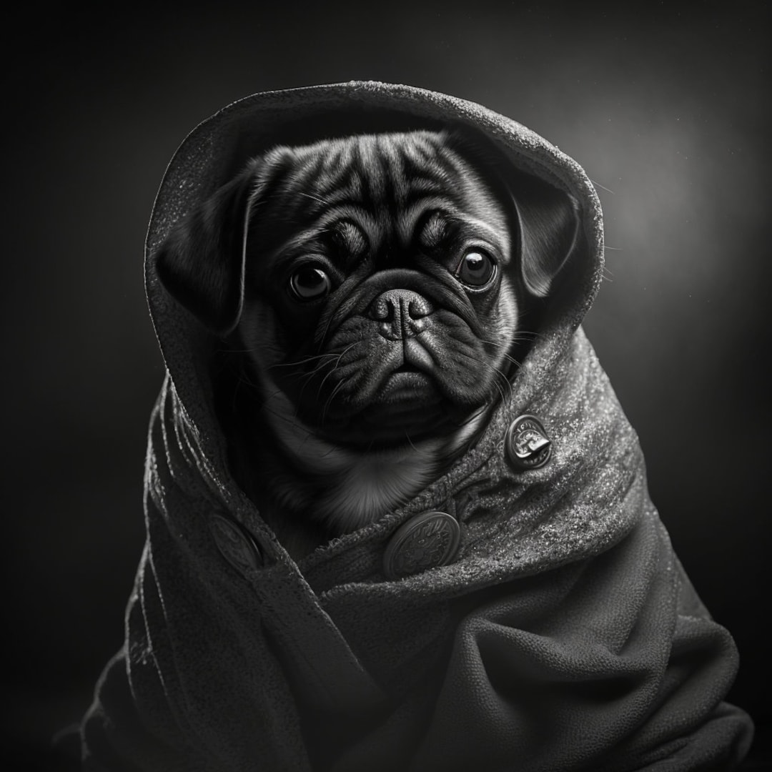 Hooded Pug Portrait Print: Unique Puppy Wall Art (digital Download) - Etsy